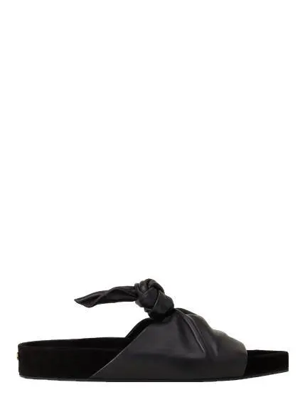 LANVIN Cocoon Flat Leather Mules With Bow Detail - Black