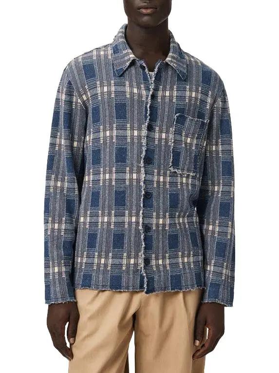 ALLSAINTS Troppo Plaid Frayed Trim Button-up Shirt - Moonstone Blue