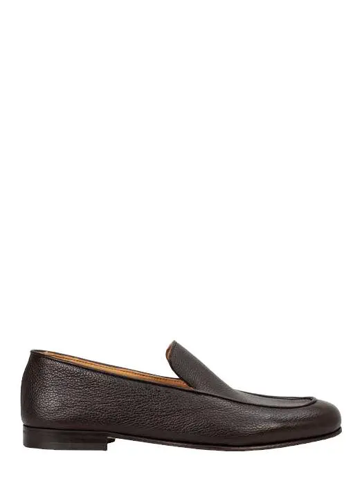 BOSS Lawen Loafer In Grainy Leather - Dark Brown