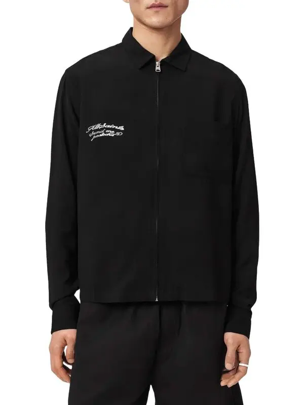 ALLSAINTS Buck Embroidered Zip-up Jacket - Surge Black