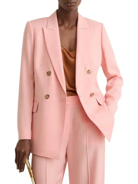 REISS Magda Double-breasted Blazer - Pink