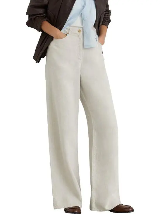 REISS Carmen High Waist Wide Leg Pants - Neutral