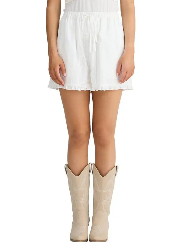 TALISMAN THE LABEL Dahlia Cotton Broderie Shorts - White Broderie