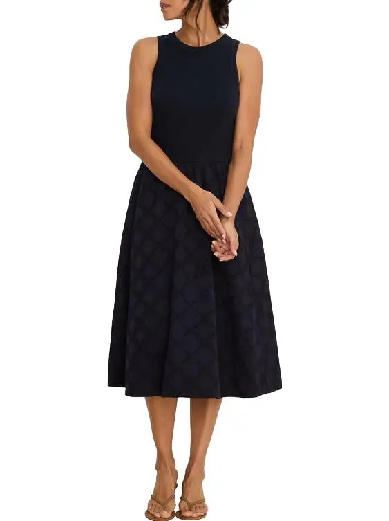 NIC+ZOE Sofia Diamond Eyelet Midi Dress - Dark Indigo