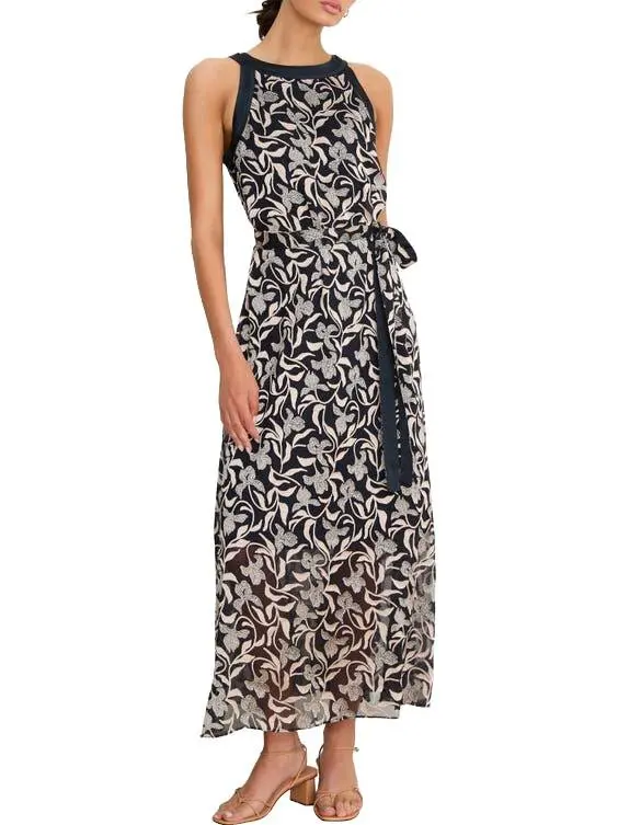 NIC+ZOE Becca Floral Burnout Maxi Dress - Indigo Multi