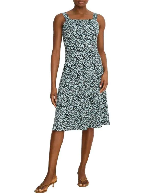 NIC+ZOE Sleeveless Botanical Print Midi Dress - Aqua Multi