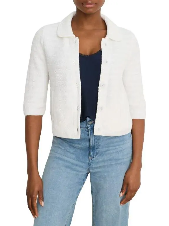 NIC+ZOE Elbow Sleeve Textured Knit Jacket - Paper White