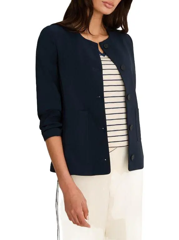 NIC+ZOE Collarless Jacket - Dark Indigo
