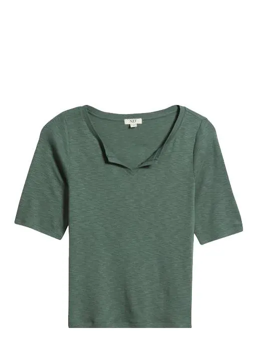 NIC+ZOE Elbow Sleeve Notch Neck T-shirt - Palm