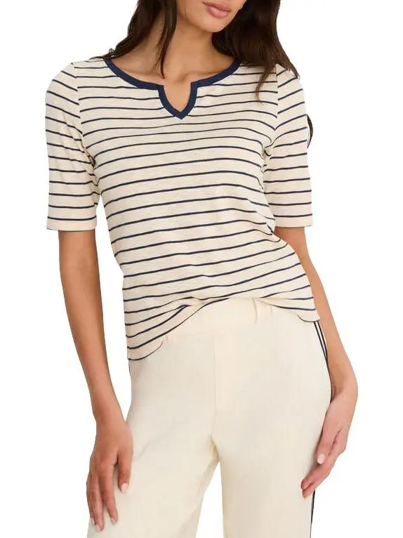 NIC+ZOE Striped Cotton Top - Indigo Multi