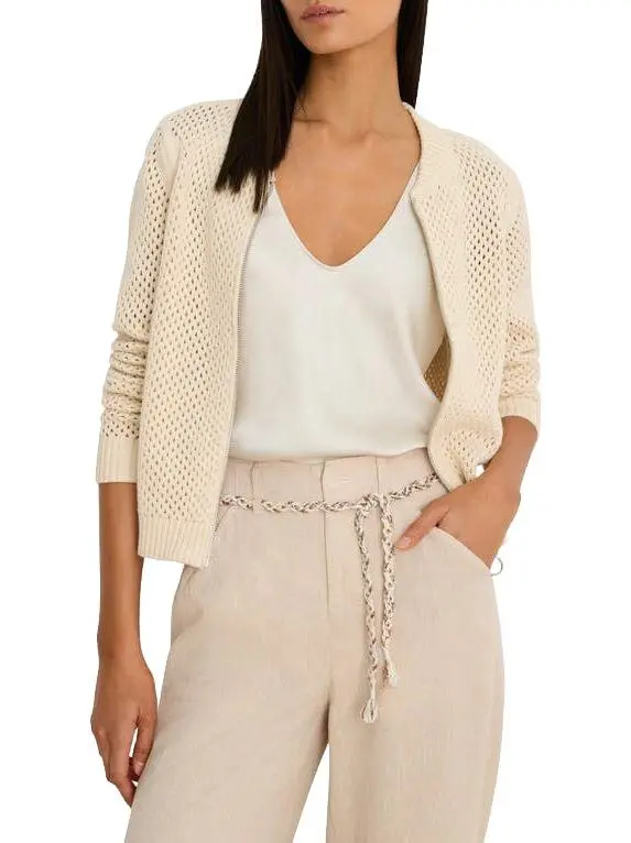 NIC+ZOE Zip Front Knit Cardigan - Classic Cream