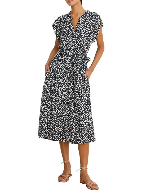 NIC+ZOE Leopard Print Midi Dress - Indigo Multi