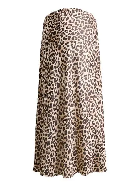 H&m Mama Satin Slip Skirt - Beige/leopard Print