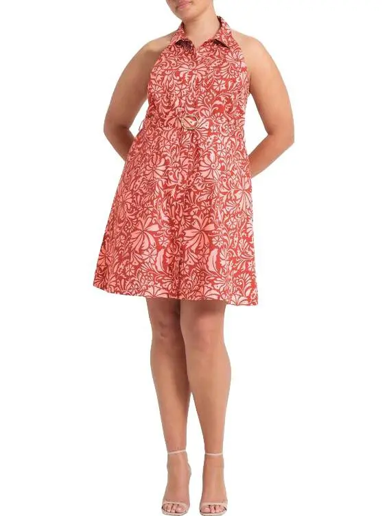 ESTELLE Bella Vie Belted Shirtdress - Rosewood