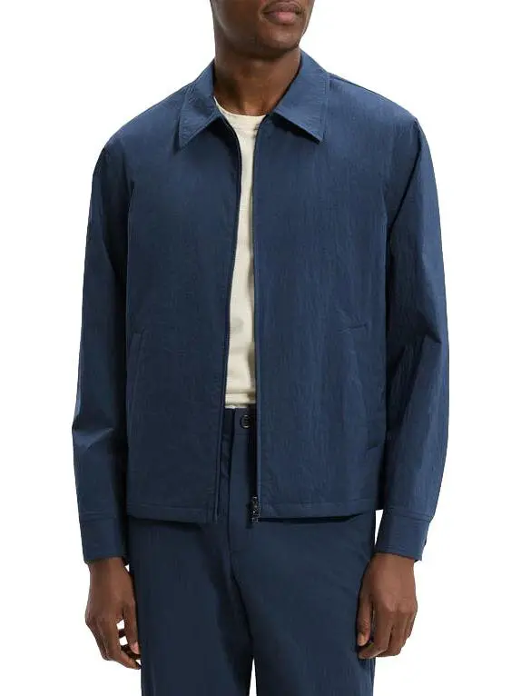 Theory City Crinkle Zip Jacket - Nocturne Navy