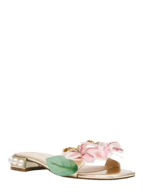Betsey Johnson Rosia Beaded Flower Sandal - Light Gold
