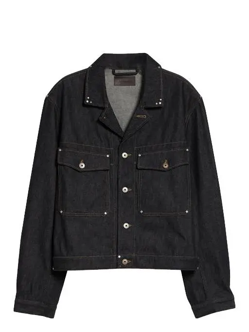 LEMAIRE Studded Denim Trucker Jacket - Slate