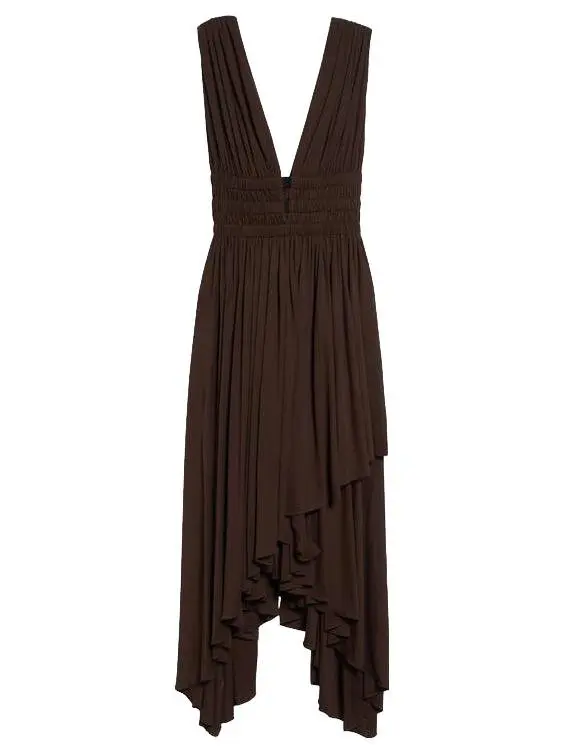 Alaïa Déesse Shirred Jersey Dress - Chocolat