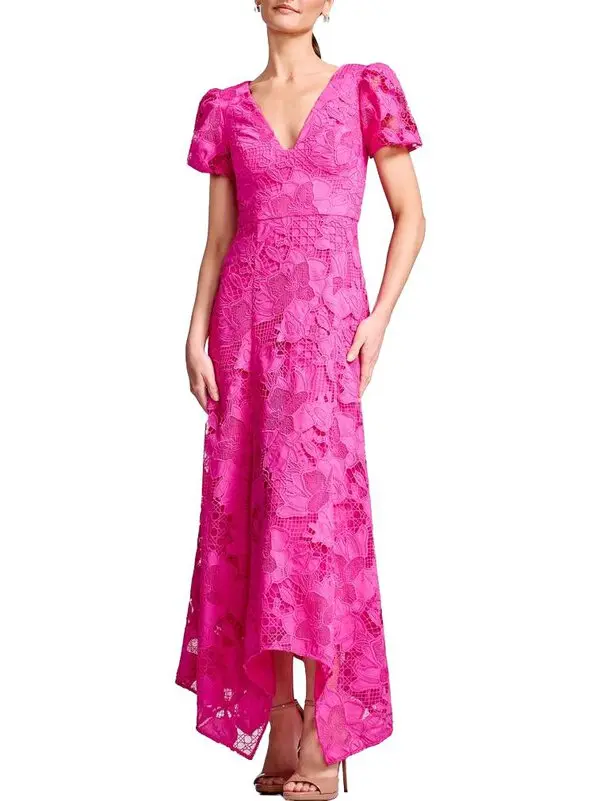 Dress The Population Lilith Embroidered V-neck Maxi Dress - Bright Fuchsia