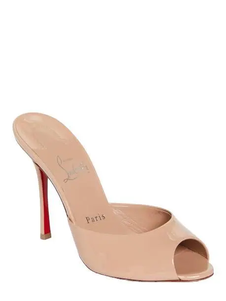 CHRISTIAN LOUBOUTIN Me Dolly Peep Toe Slide Stiletto Sandals - Beige