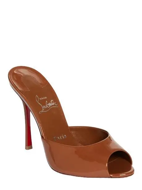 CHRISTIAN LOUBOUTIN Me Dolly Peep Toe Slide Stiletto Sandals - Brown