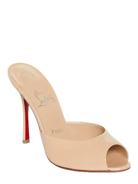 CHRISTIAN LOUBOUTIN Me Dolly Peep Toe Slide Stiletto Sandals - Light Beige