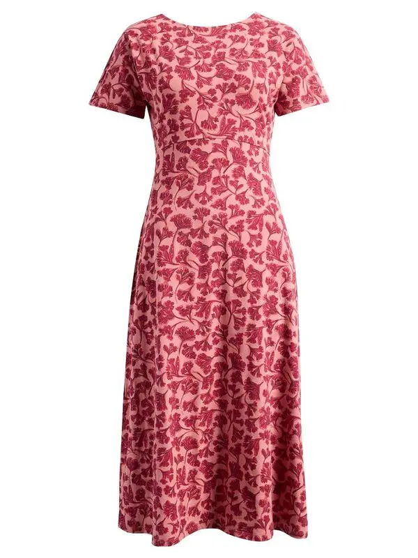 SEASALT CORNWALL Mirva Floral Stretch Organic Cotton Jersey Midi Dress - Inky Cowslip Rose