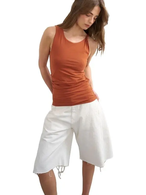 Topshop Ruched Side Tank - Brown