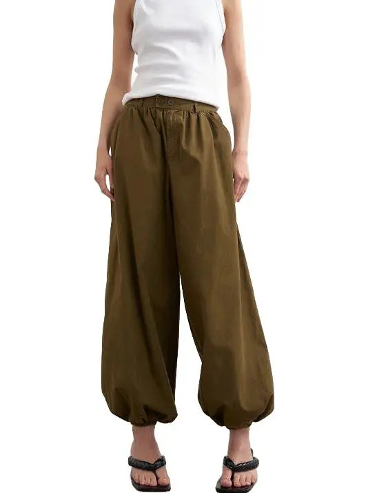 Topshop Ripstop Cotton Balloon Pants - Brown
