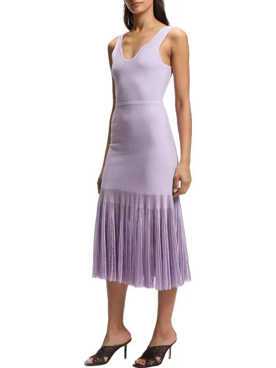 BOSS Sleeveless V-neck Pleated Midi Dress - Lavendar Tide