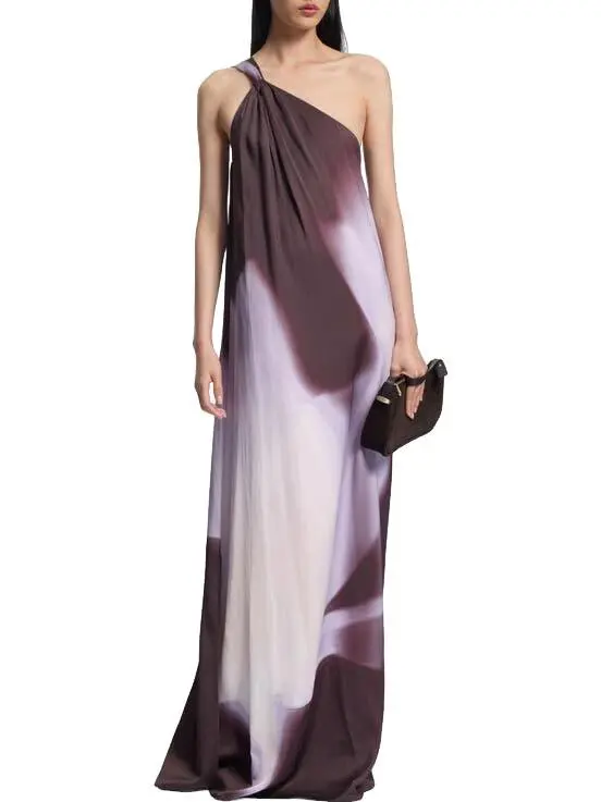 BOSS One-shoulder Floral Print Gown - Mocha Faded Flower