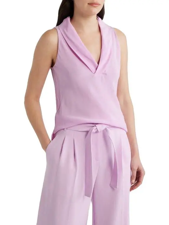 BOSS Sandwashed Silk V-neck Shell - Sakura Rose