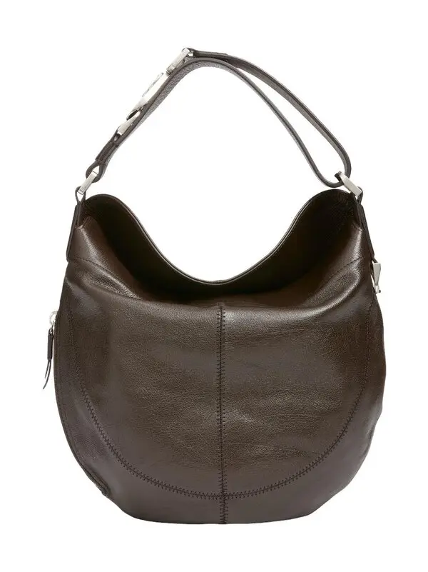LEMAIRE Quiver Clip Leather Hobo Bag - Dark Chocolate