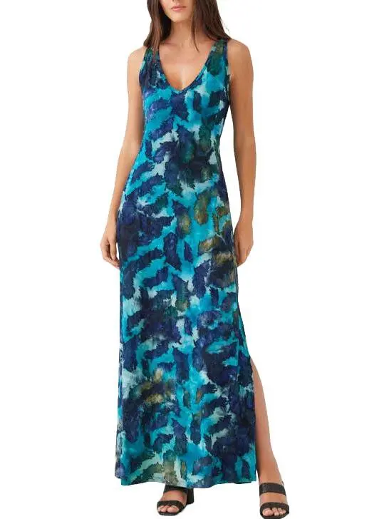Karen Kane Tie Dye Burnout Maxi Dress - Teal