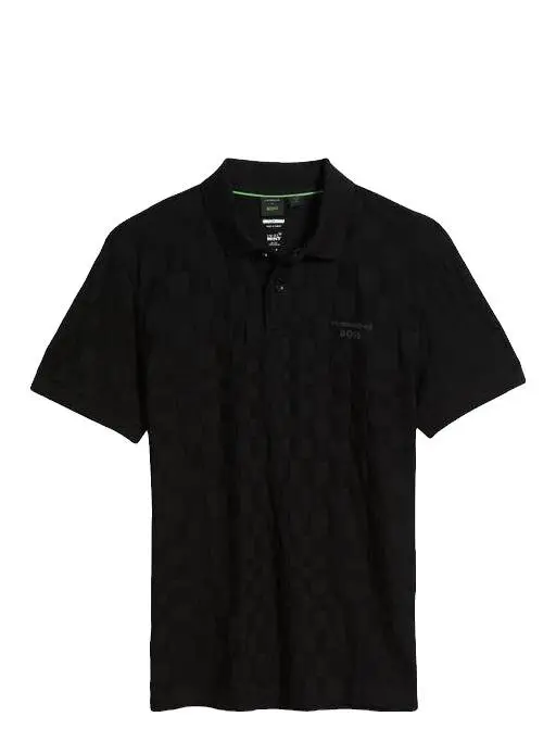 BOSS Porsche Spirit 70 Logo Jacquard Polo - Black