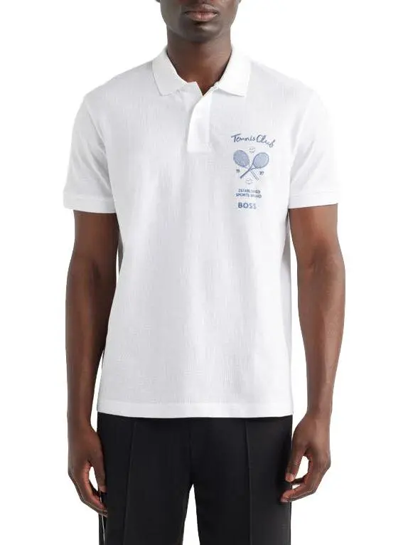 BOSS Member Embroidered Cotton Piqué Polo - White