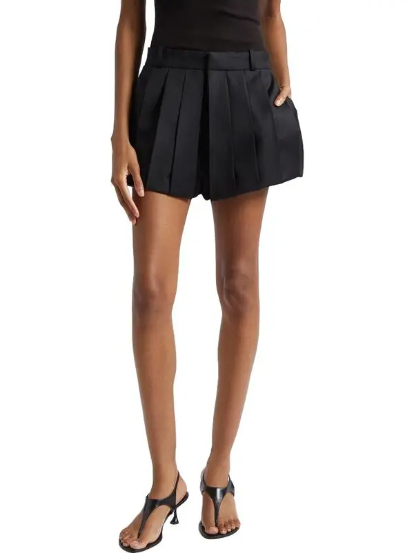 Coperni High Waist Pleated Wool Shorts - Black