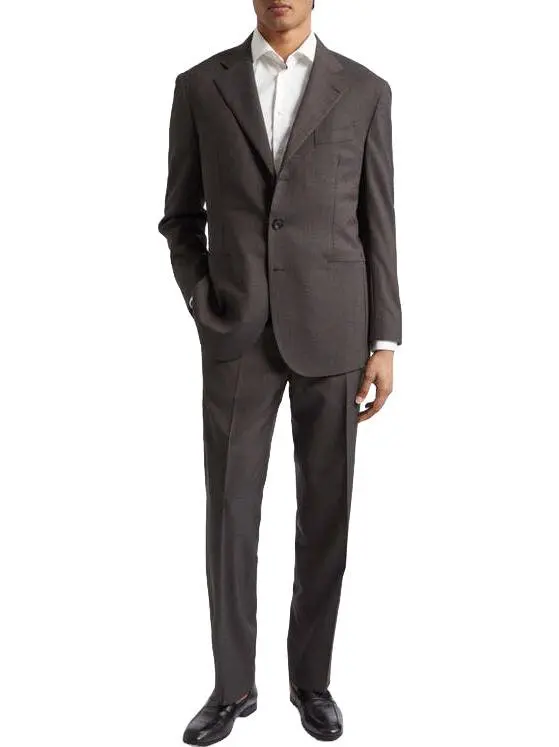 J. MUESER Waverly High Twist Wool Suit - Charcoal-brown