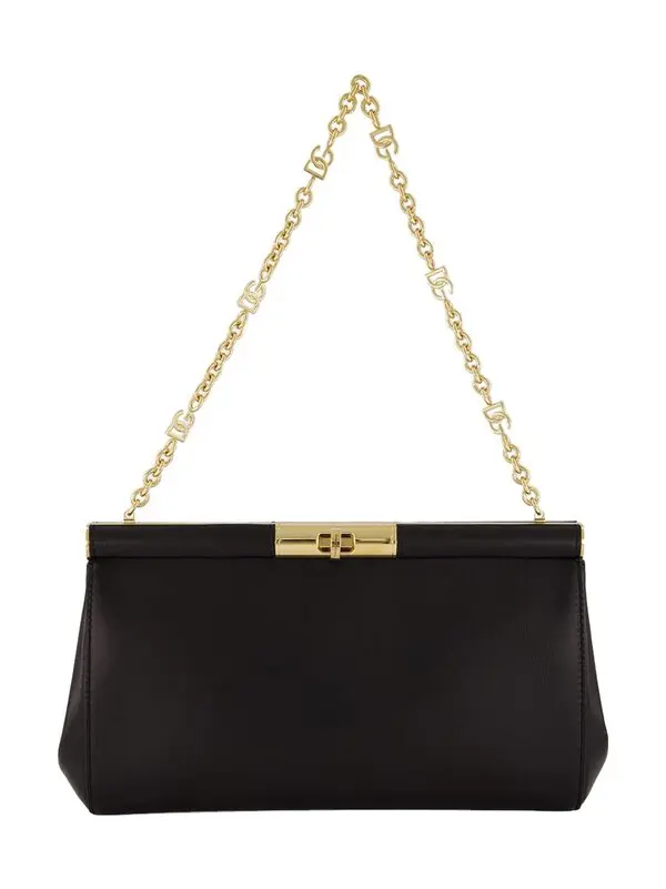 Dolce & Gabbana Large Marlene Leather Shoulder Bag With Chain Strap - Black