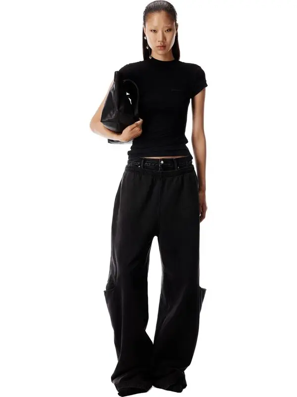 Alexander Wang Denim Waist Sweatpant - Washed Black/grey Aged