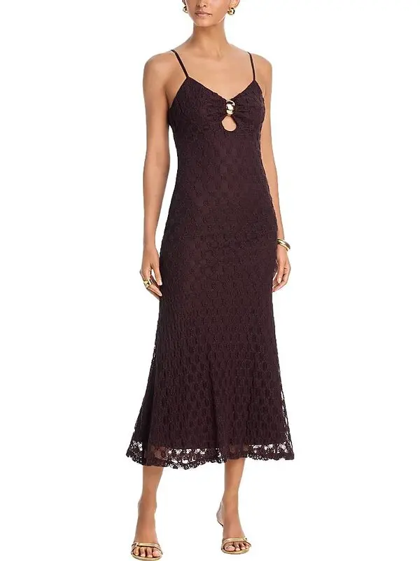 Bardot Karla Lace Midi Dress - Dark Chocolate