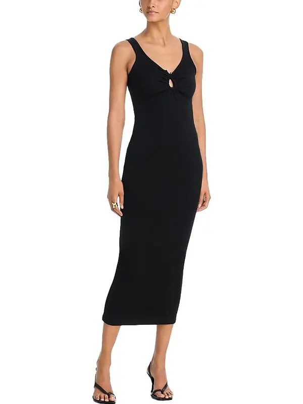 Bardot Mason Ribbed Midi Dress - Black