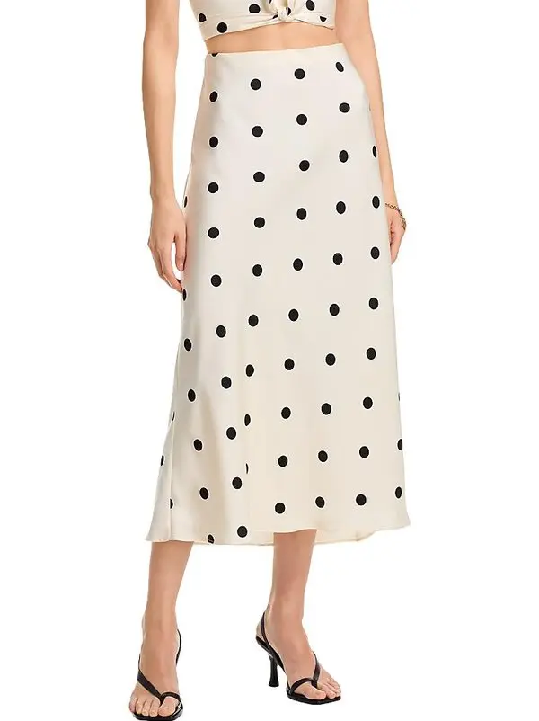 Bardot Phoebe Satin Midi Skirt - Black Spot