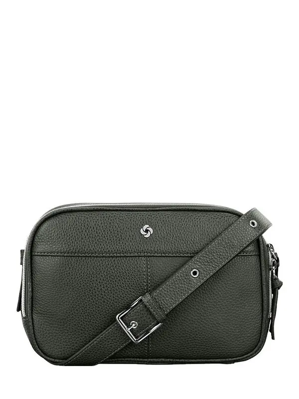 SAMSONITE Leather Crossbody Bag With Adjustable Strap - Olive