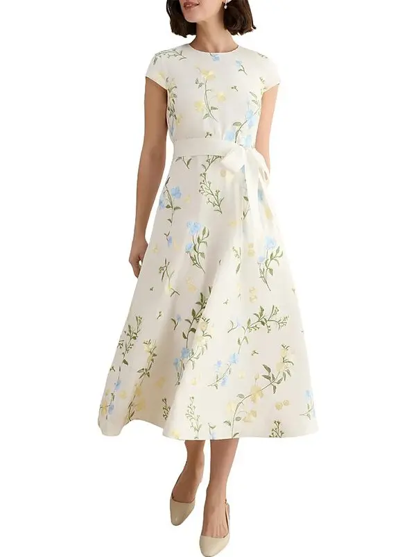 HOBBS LONDON Floral Embroidered Midi Dress - Ivory Multi