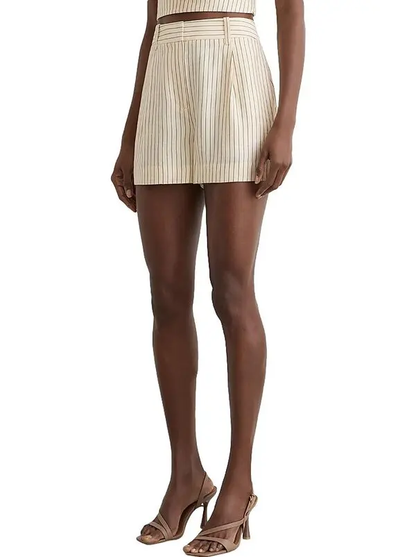 REISS Tailored Stripe Shorts - Cream/black