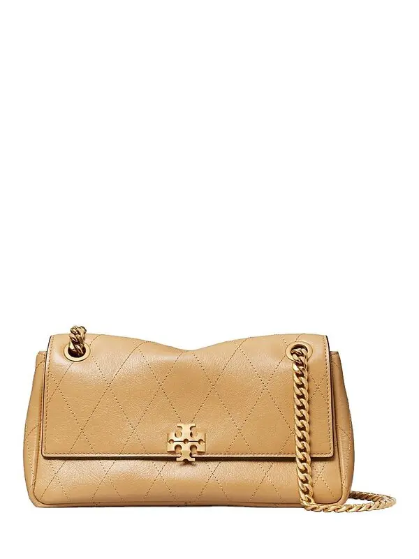 Tory Burch Charlie Small Quilted Leather Shoulder Bag - Pecan