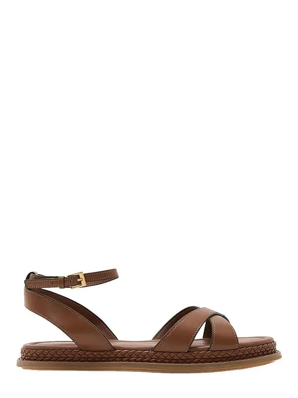 REISS Emma Braided Leather Sandals - Tan