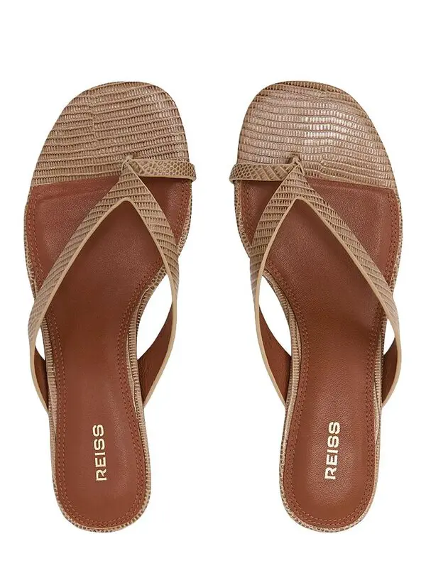 REISS Mia Kitten Heel Thong Sandals - Neutral