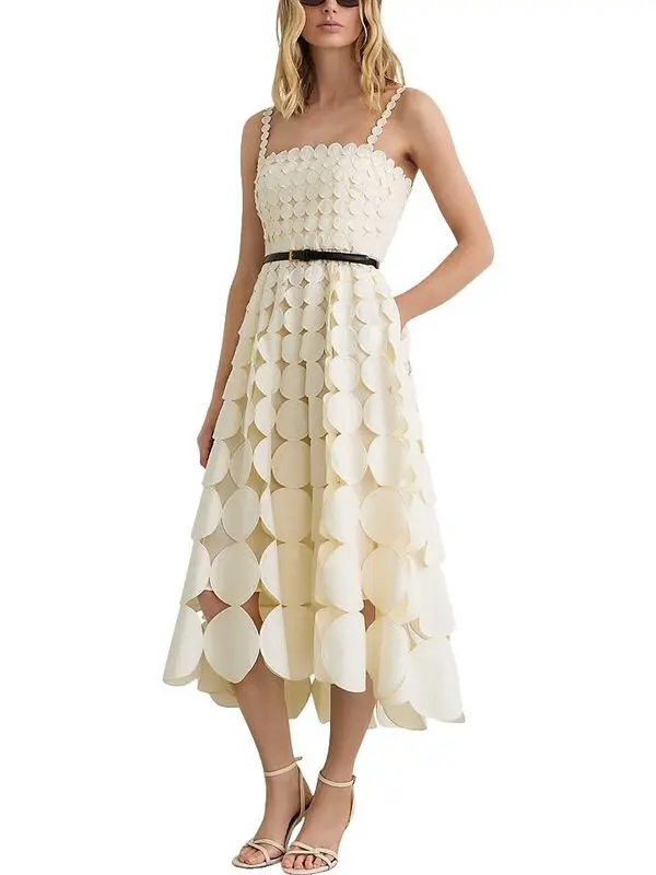 REISS Petite Gigi Fit And Flare Dress - Cream
